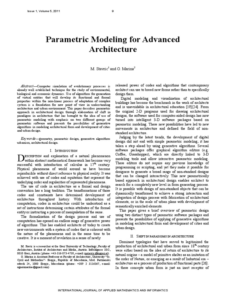 Parametric Modeling For Advanced Architecture | PDF