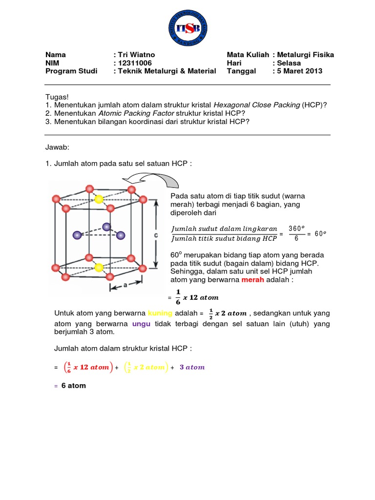Tugas 1 Tanggal 5 Maret 2013: Menentukan Jumlah Atom Dalam Struktur ...