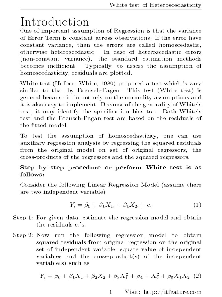 White Test | PDF | Heteroscedasticity | Errors And Residuals
