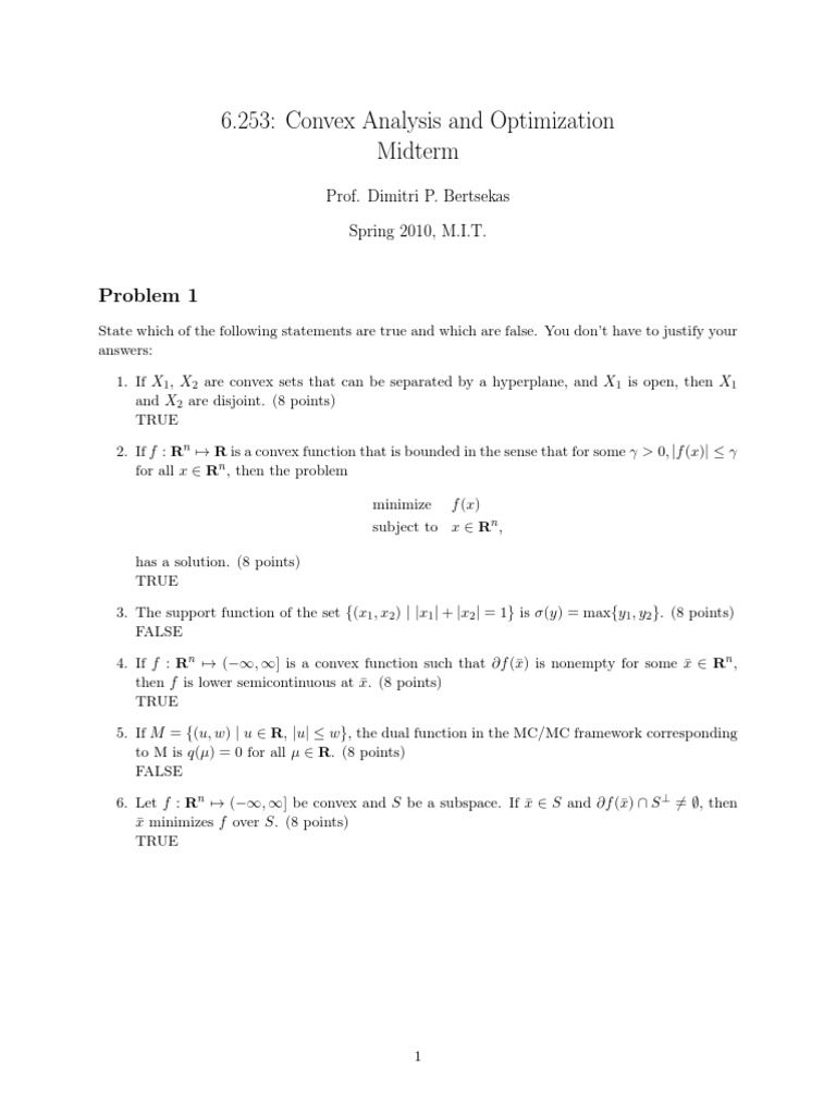 Convex Analysis Midterm Exam | PDF | Mathematical Sciences | Mathematical Problem Solving