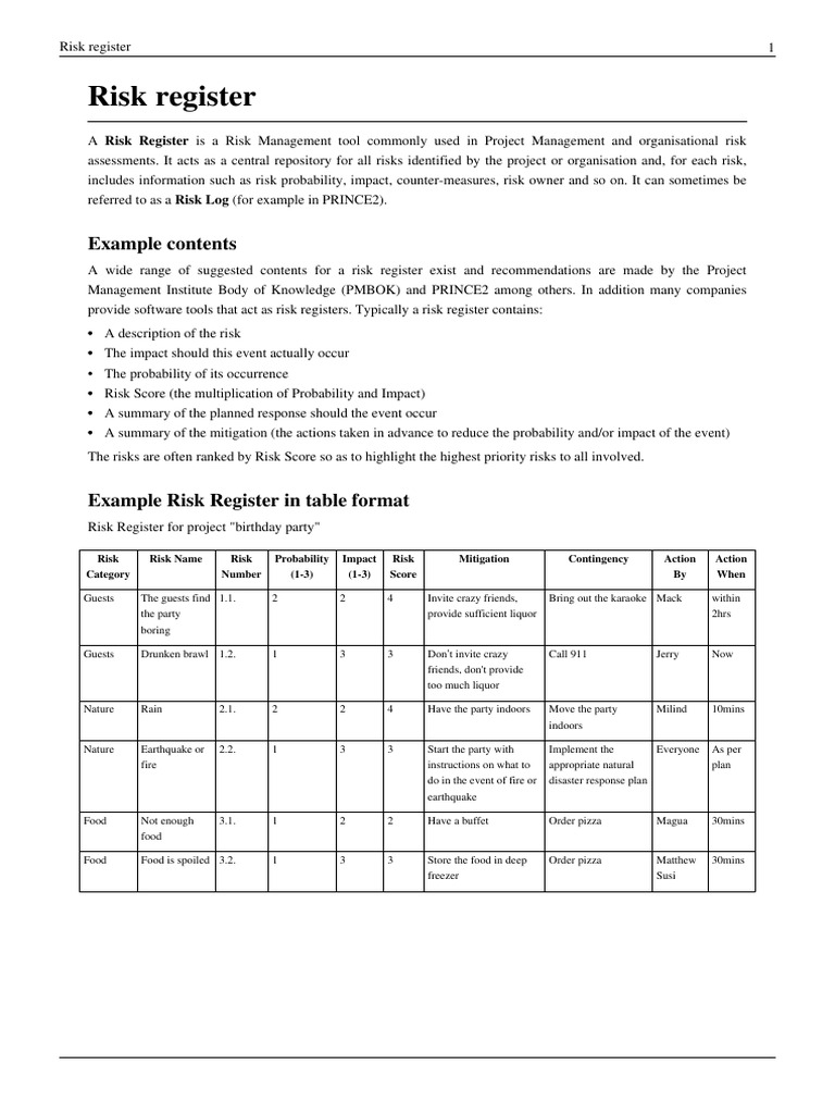 Risk Registar | PDF | Risk | Risk Management