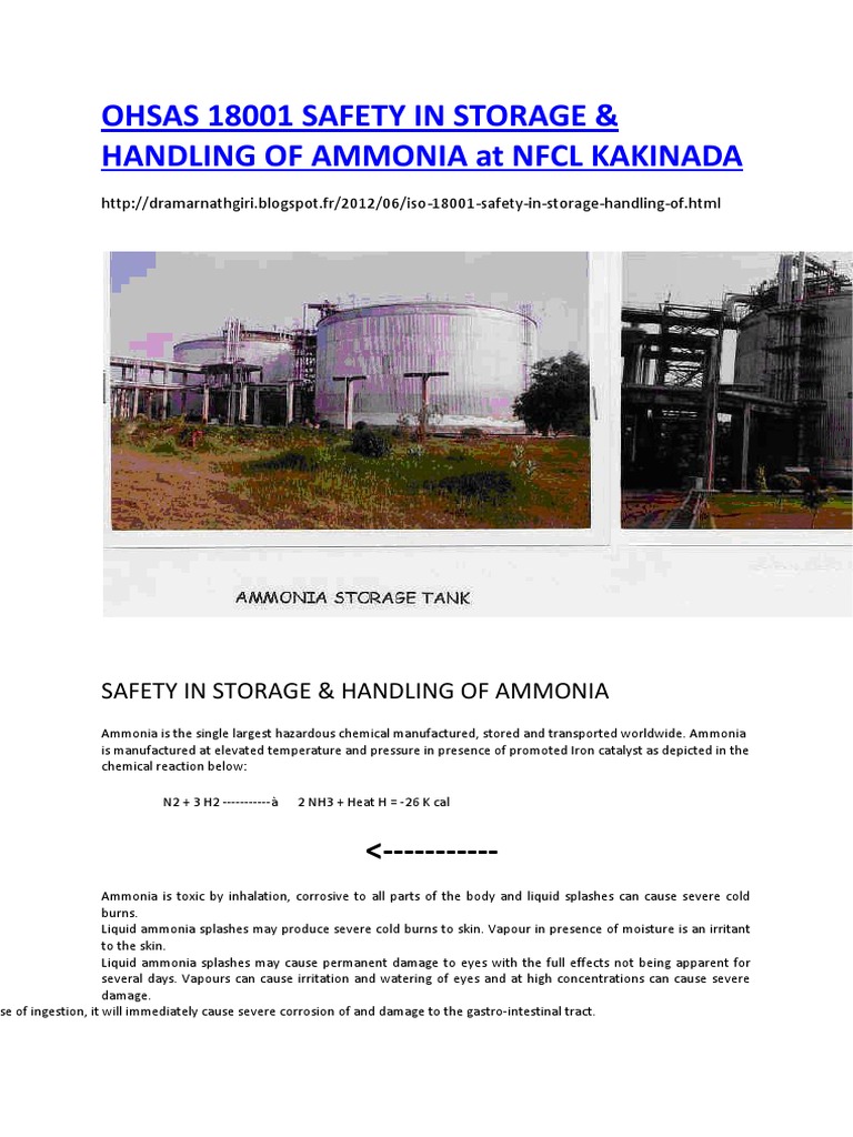 Ammonia Storage Tank | PDF | Ammonia | Toxicity