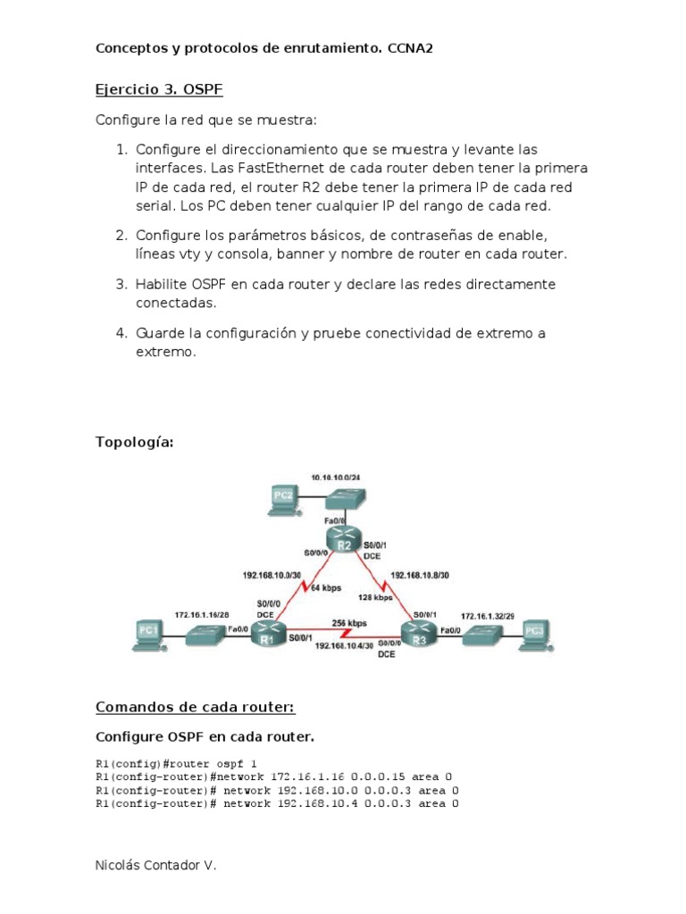 Ejercicio 2 OSPF | PDF | Enrutador (Computación) | Protocolos de internet