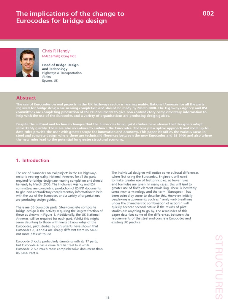 The Implications of The Change To Eurocodes For Bridge Design | PDF