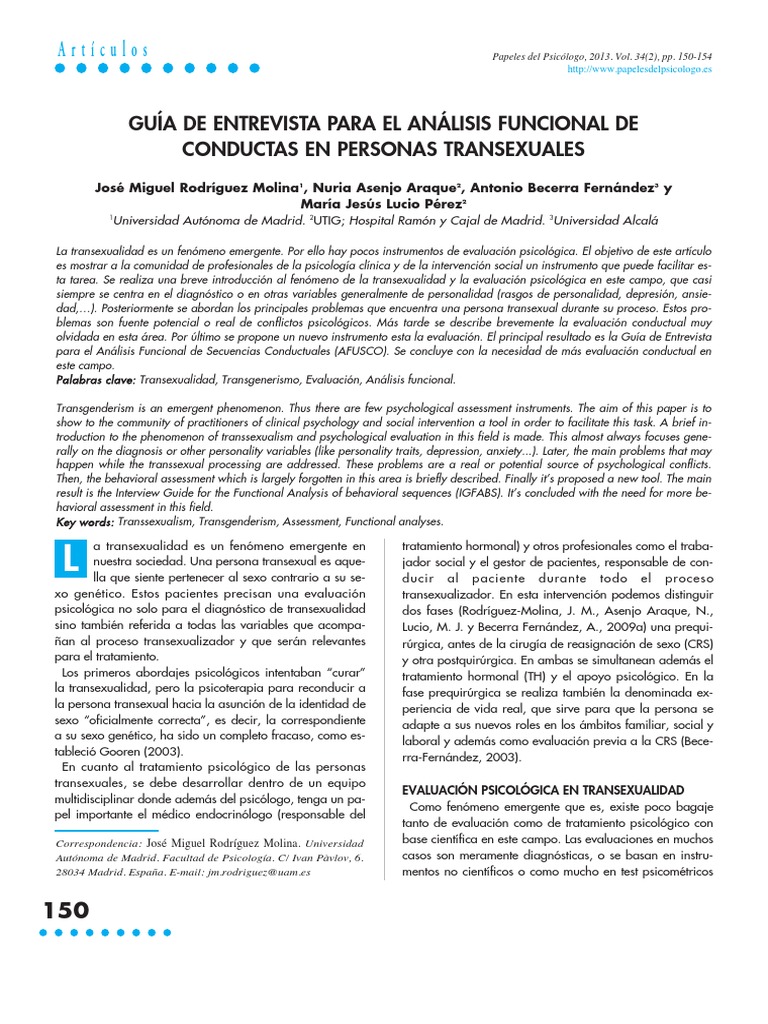 Guia Entrevista Conductas Transexuales | PDF | Transexual | Las emociones