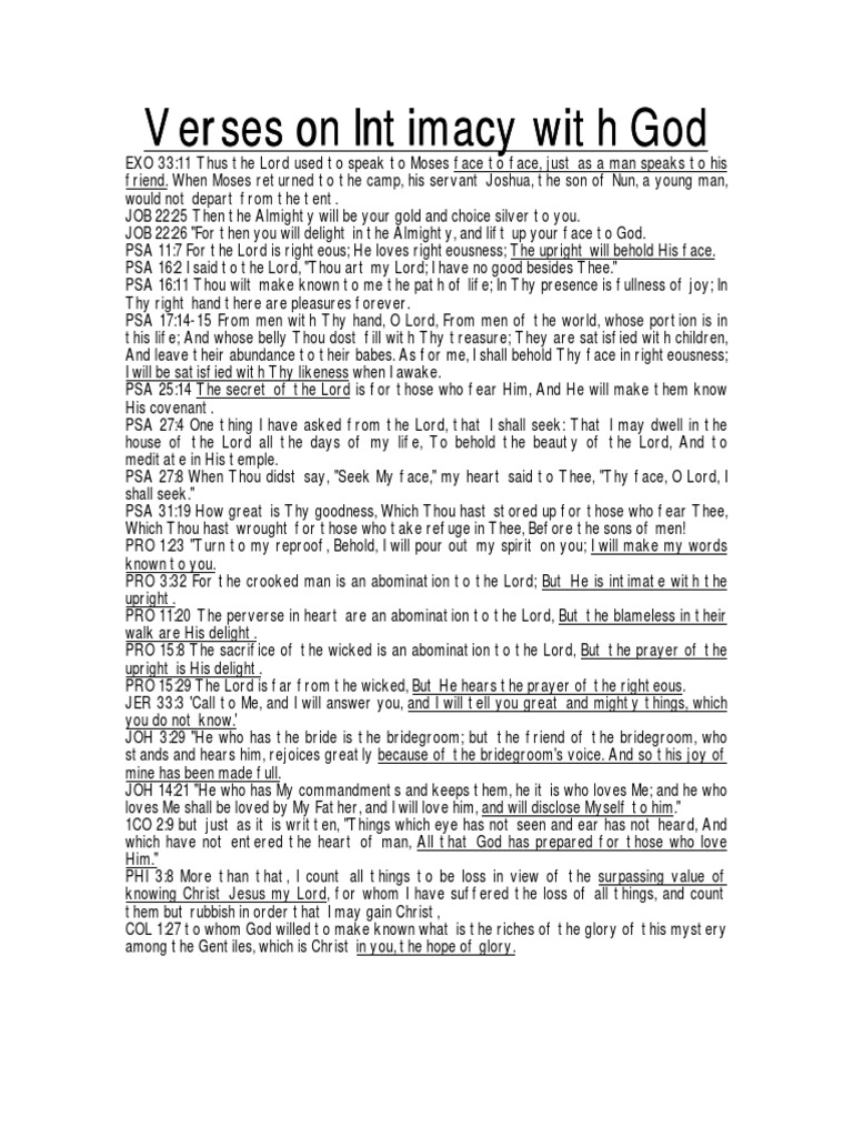 Bible Verses on Intimacy with God | PDF | Thou | Hebrew Bible