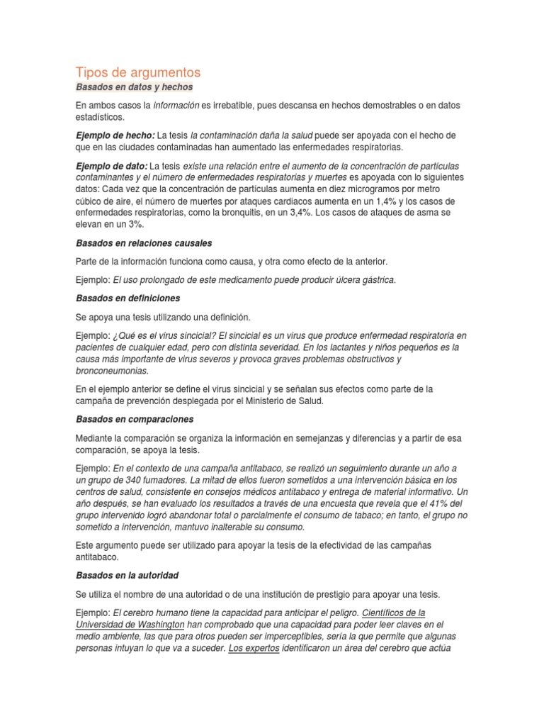 Tipos de Argumentos | PDF | Falacia | Teoría de la argumentación