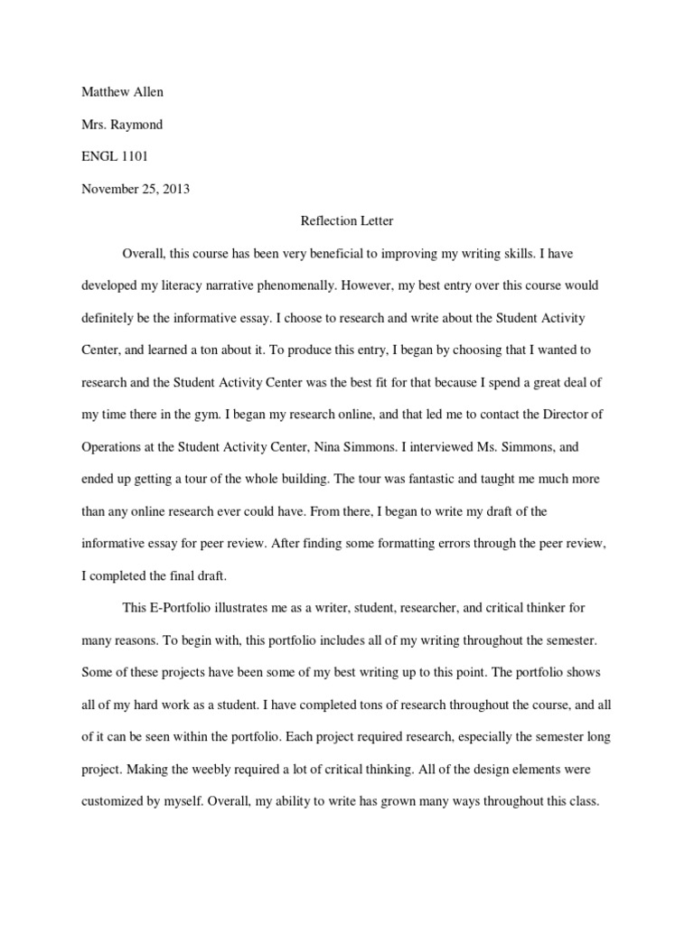 Reflection Letter | PDF