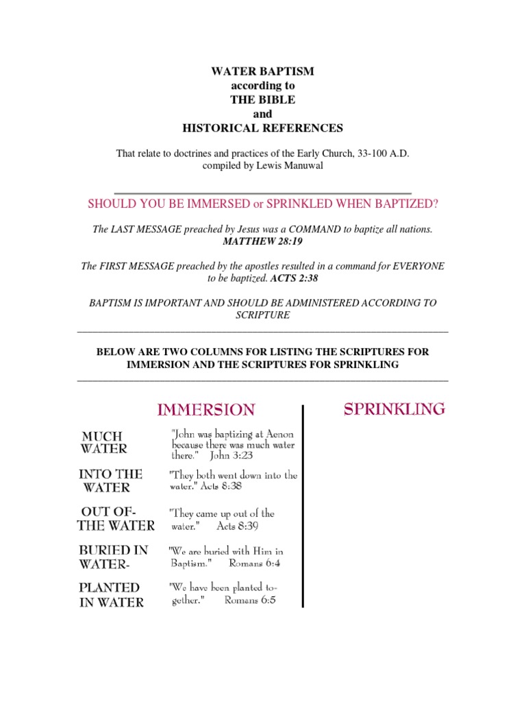 Early Church Baptism Practices | PDF | Baptism | Acts Of The Apostles