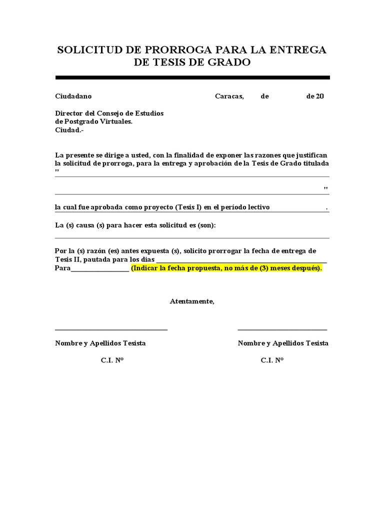 Solicitud de Prorroga | PDF