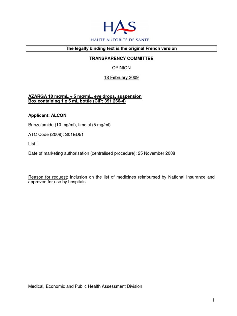 Azarga CT 6006 | PDF | Therapy | Glaucoma