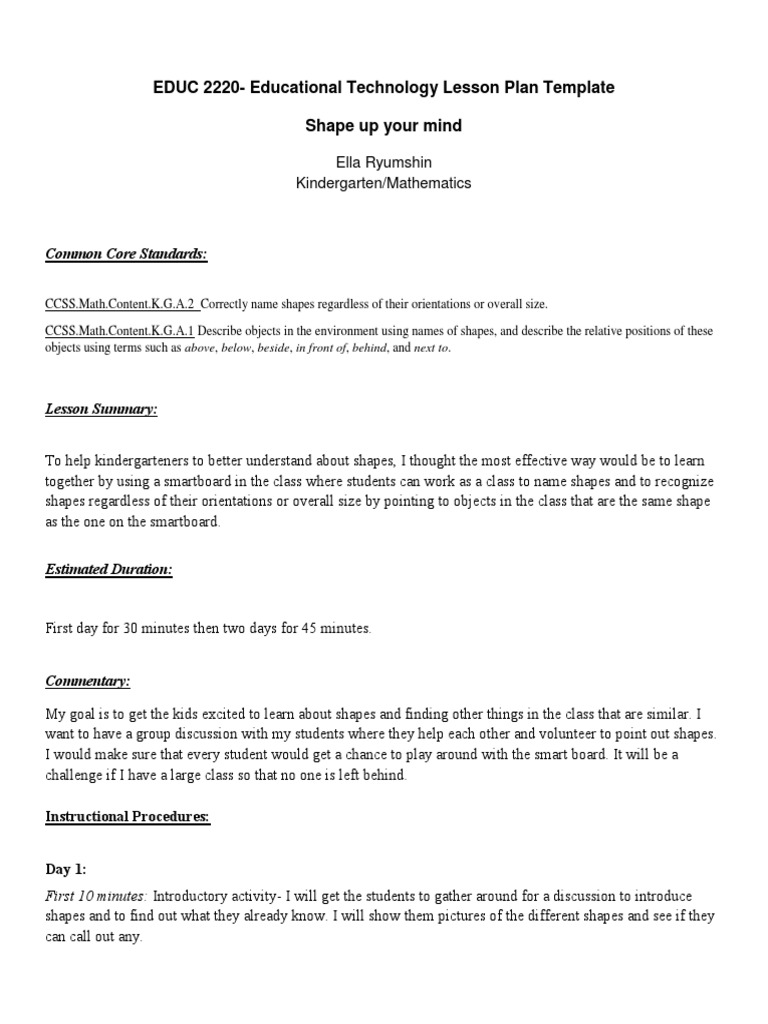 Educ 2220 Lesson Plan Template | PDF | Learning | Teaching