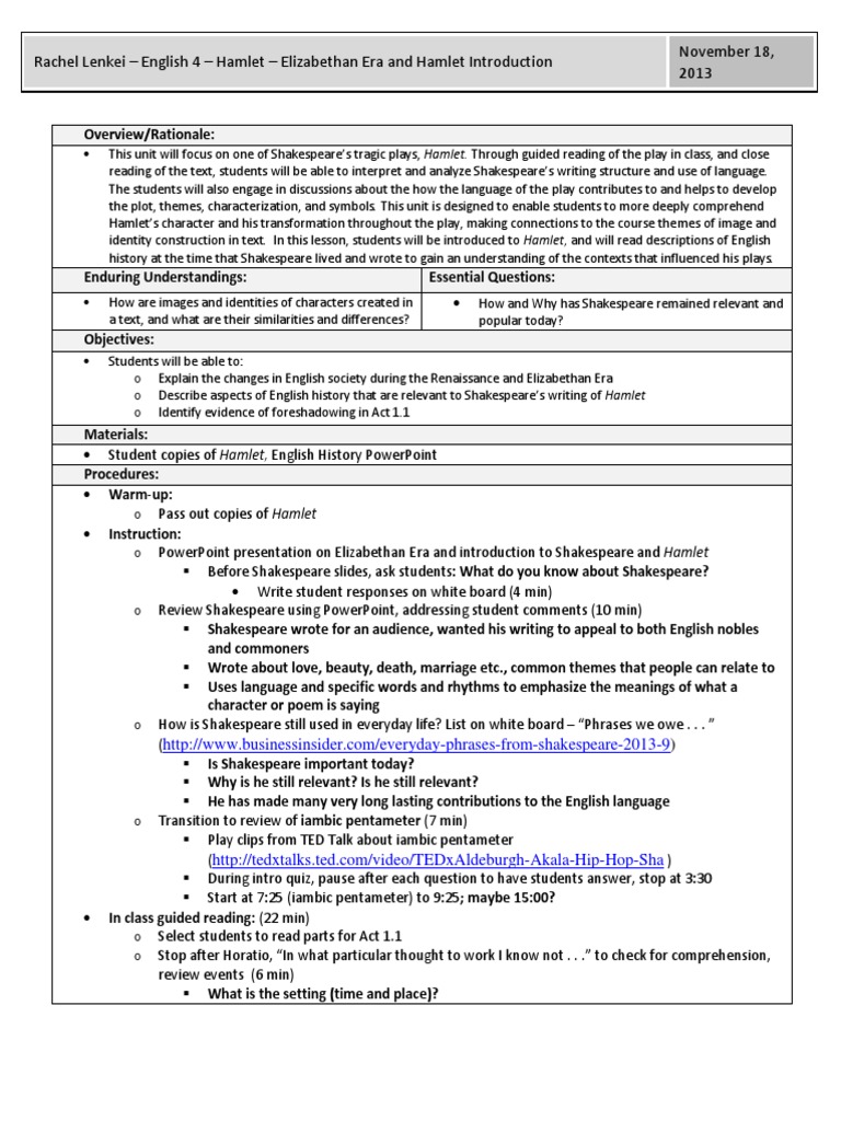 Hamlet Intro | PDF | Hamlet | William Shakespeare