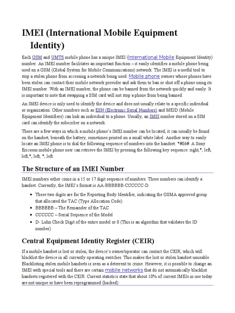 IMEI (International Mobile Equipment Identity) : The Structure of An ...