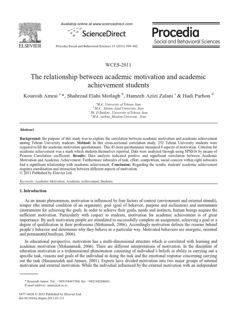 The Relationship Between Academic Motivation and Academic Achivement ...