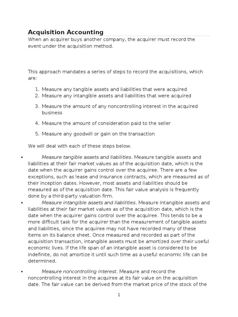 Acquisition Accounting | Goodwill (Accounting) | Mergers And Acquisitions