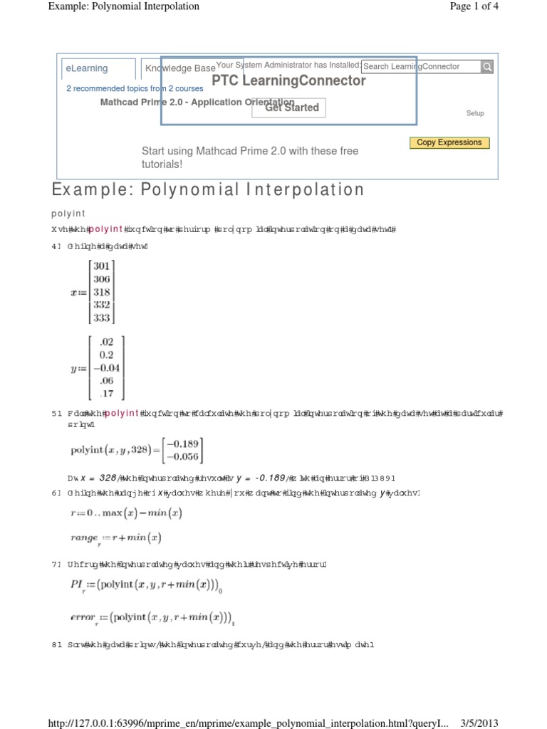 Example Polynomial Interpolation Ptc Learningconnector Pdf Computational Science Signal