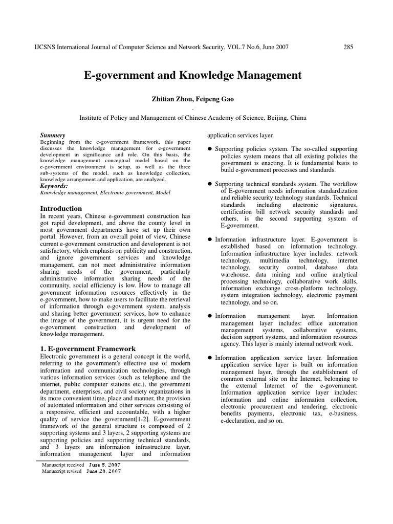 E-Government Knowledge Management Model | PDF | E Government ...