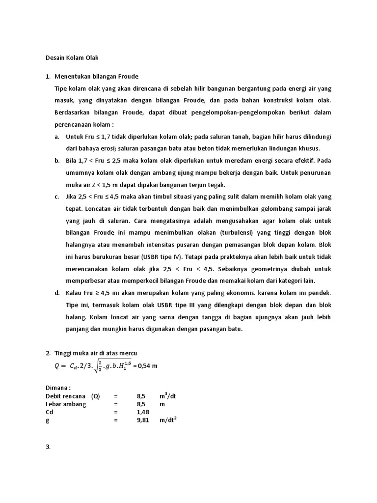 Desain Kolam Olak | PDF