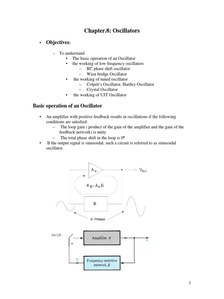 Chapter.8: Oscillators: Objectives | PDF | Electronic Oscillator | Amplifier