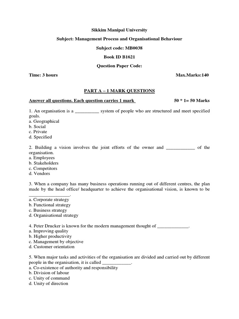 MB0038-Model Question Paper | PDF