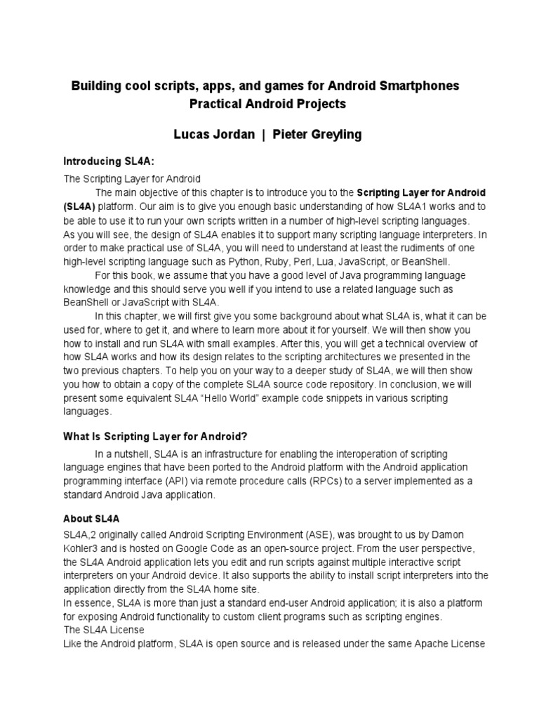 Building Cool Scripts, Apps, and Games For Android Smartphones Practical Android Projects Lucas ...