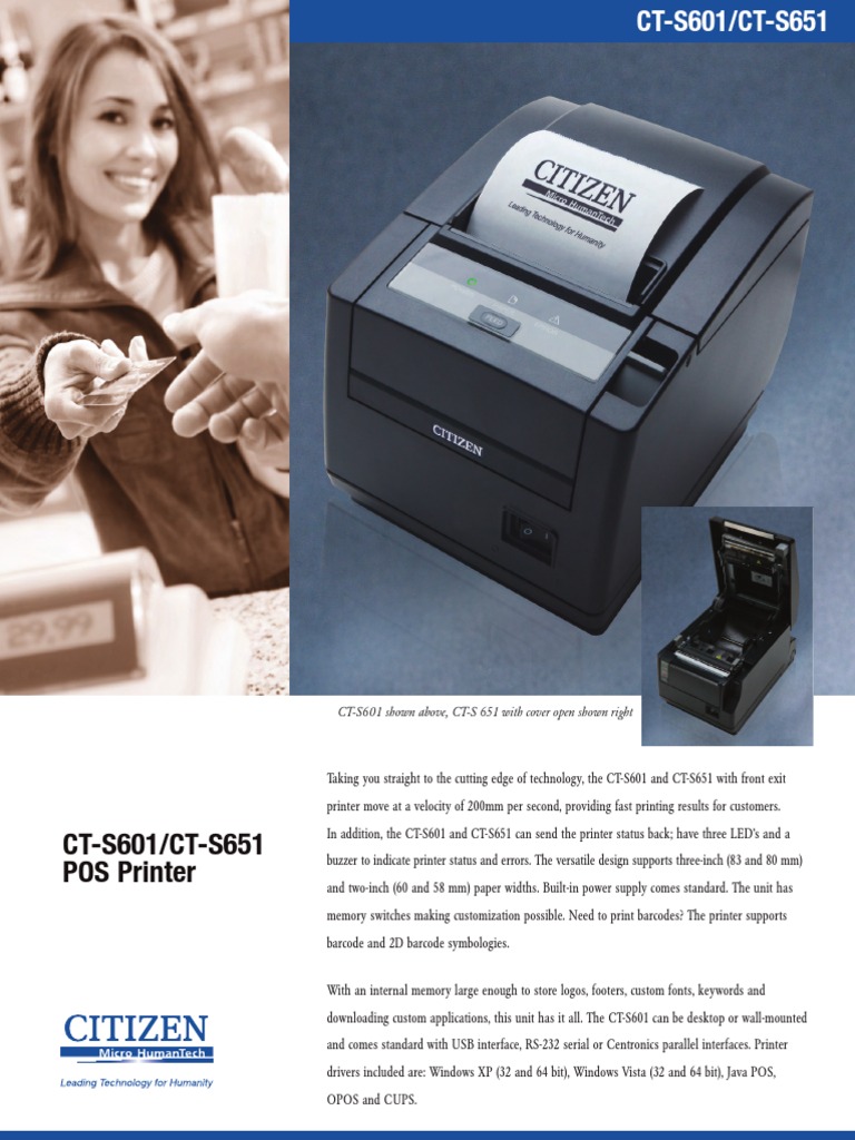 CT S651 Data Sheet | PDF | Barcode | Printer (Computing)