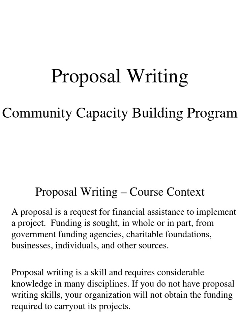 Proposal Writing: Community Capacity Building Program | Download Free ...