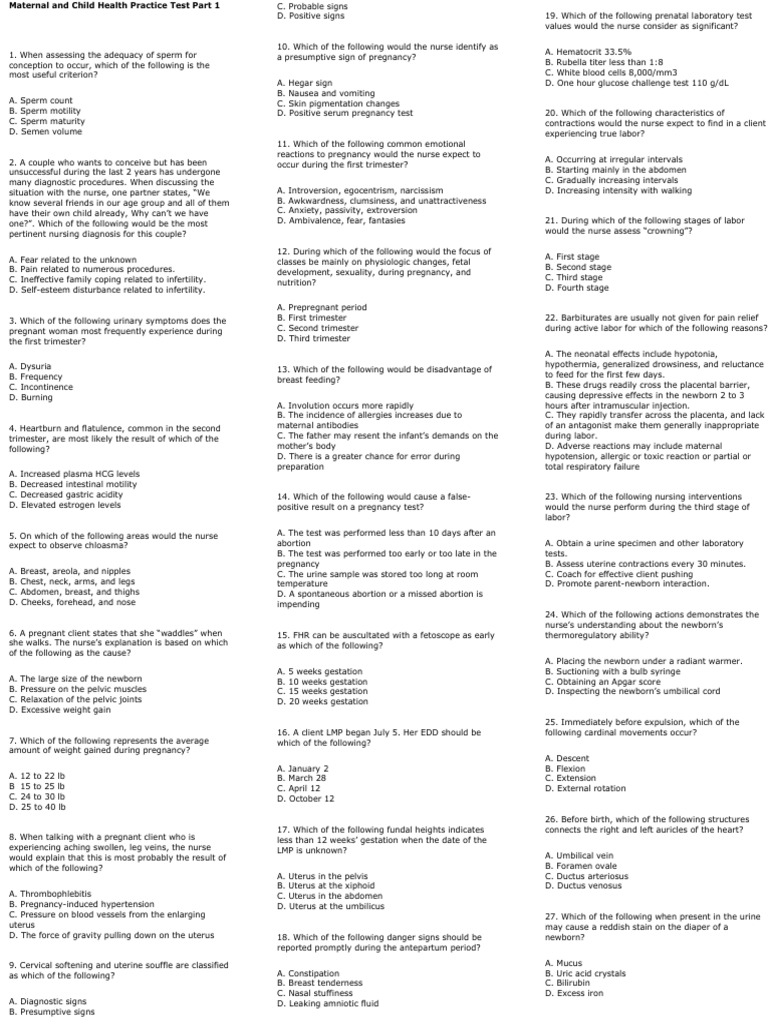 Maternal and Child Health Test Insights | PDF | Childbirth | Pregnancy