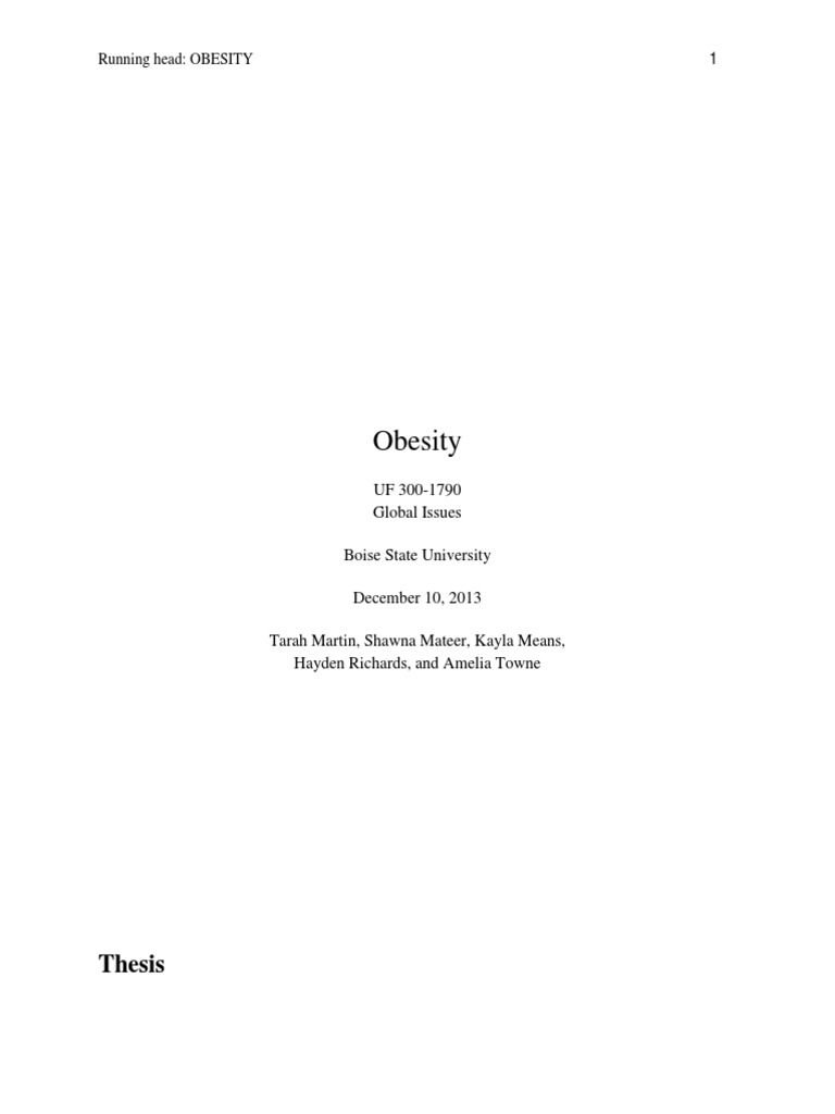 Global Issues Obesity Paper | PDF | Body Mass Index | Obesity