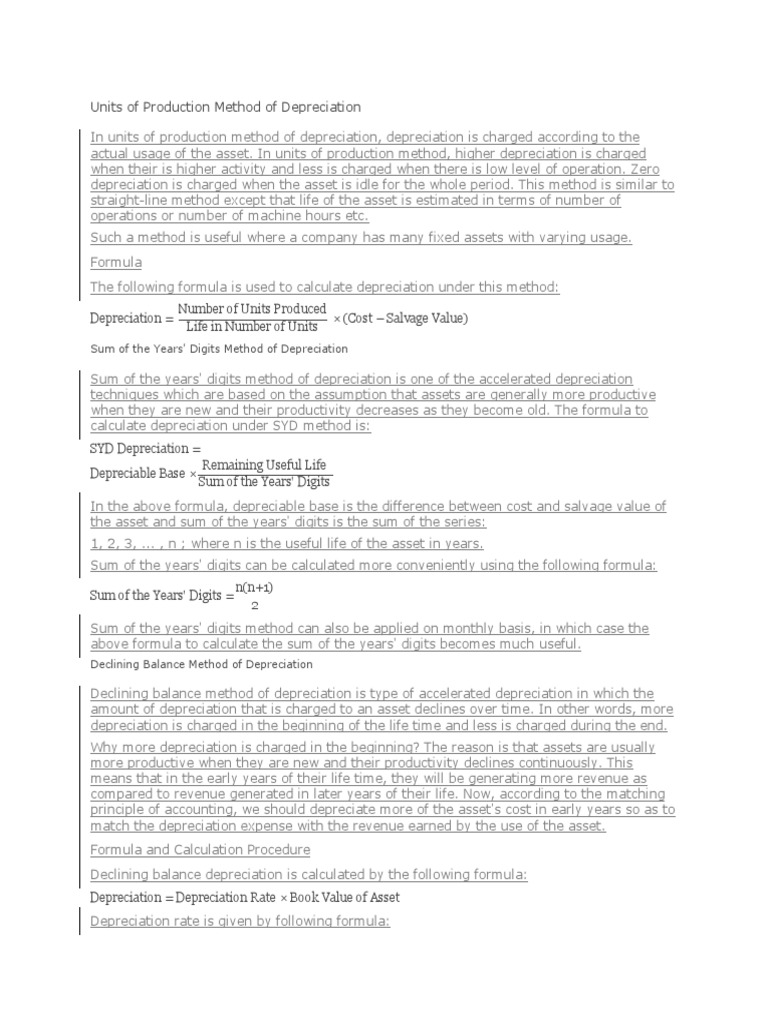 Units of Production Method of Depreciation | PDF | Book Value ...