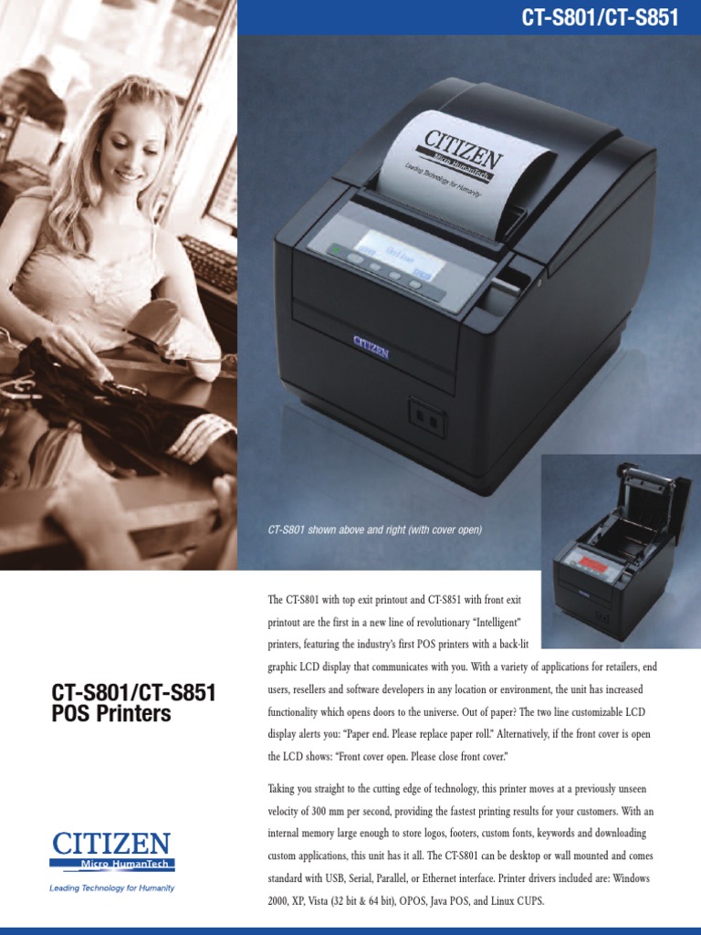 CT-S851 Spec Sheet | PDF | Printer (Computing) | Windows Vista
