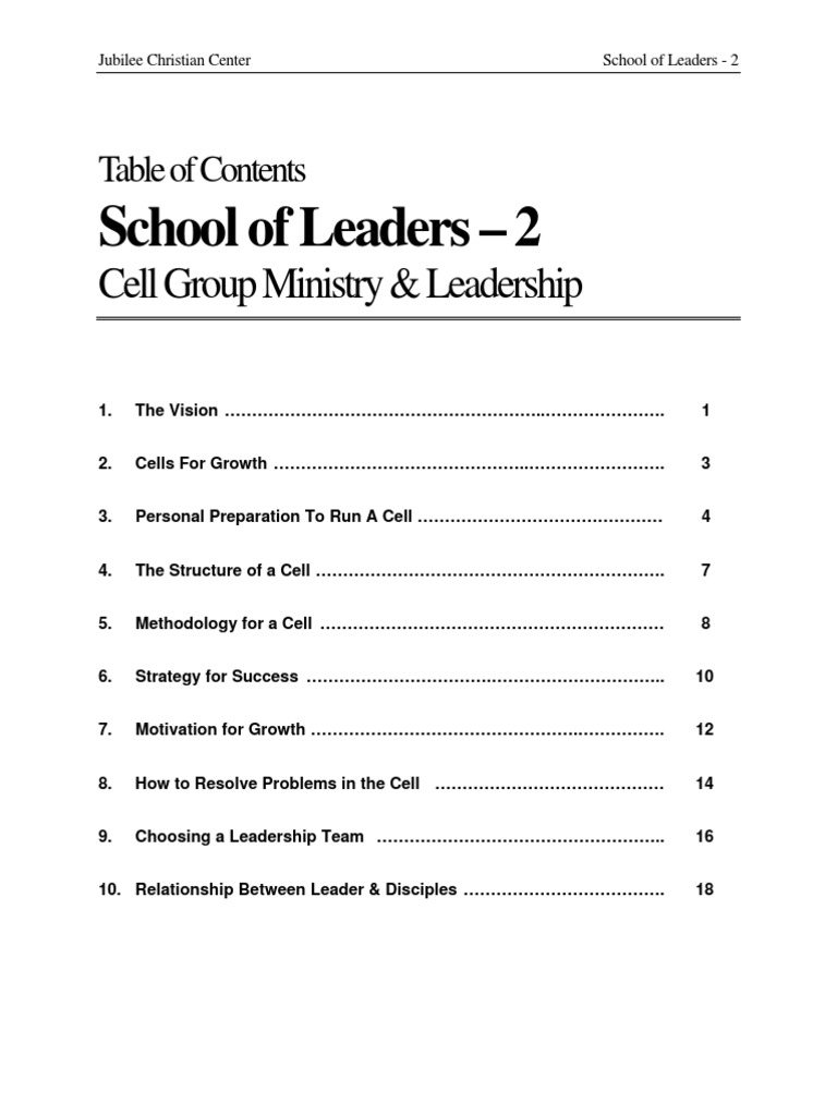 School of Leaders - 2: Cell Group Ministry & Leadership | PDF ...