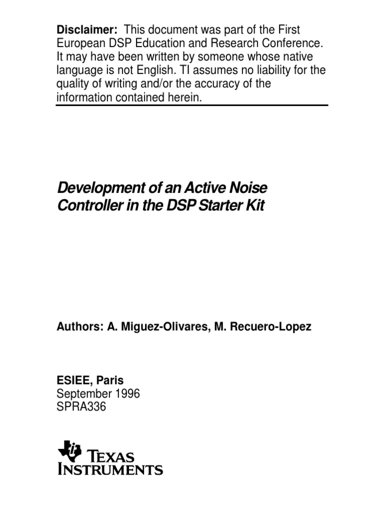 Active Noise Control Using DSP | PDF | Digital Signal Processing ...