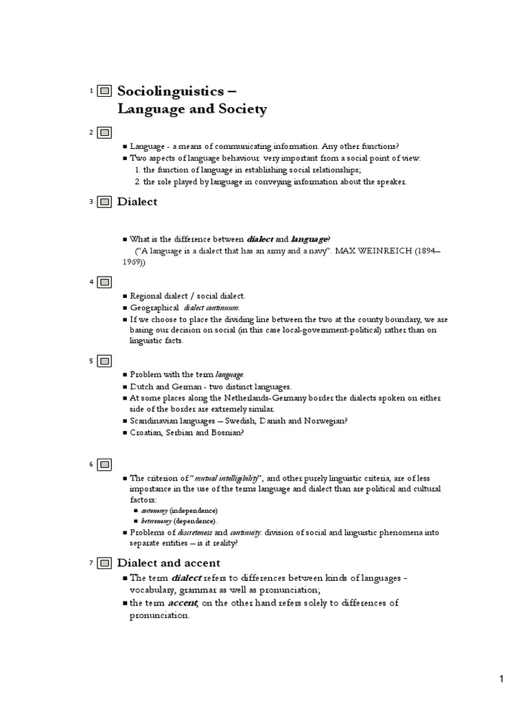 Sociolinguistics - Language and Society | PDF | Dialect | English Language