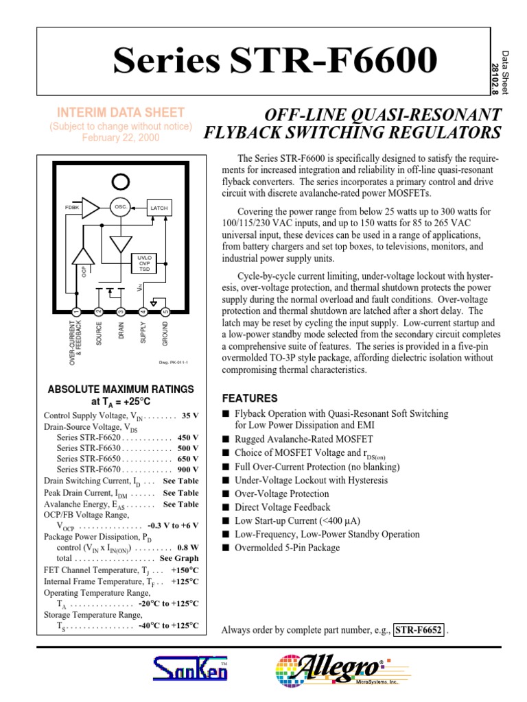 STRF6654 (STR-F6654) | PDF | Mosfet | Field Effect Transistor