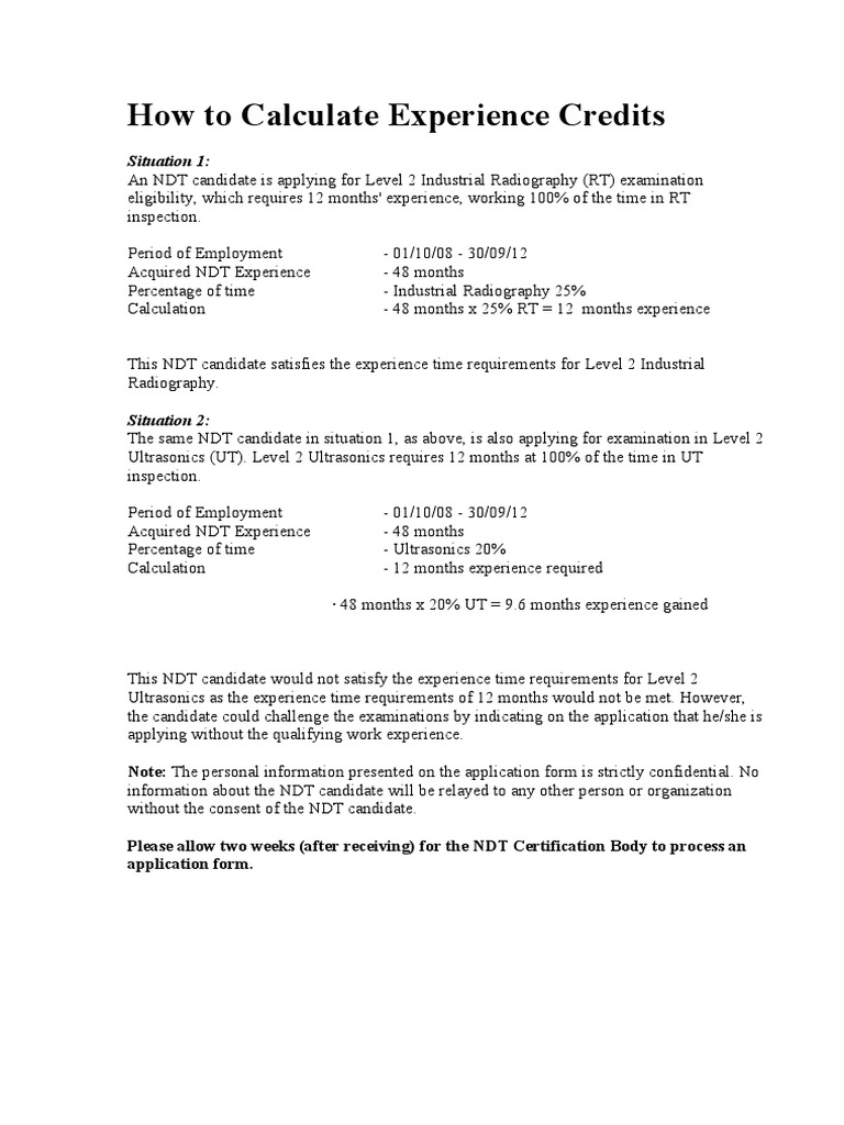 How To Calculate Experience Credits | PDF | Business