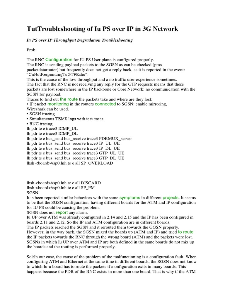 Troubleshooting Iu PS Over IP in 3G Networks | PDF | Asynchronous ...