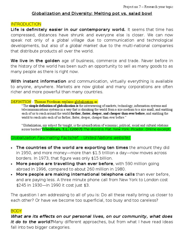 7 - Globalization, Diversity | Download Free PDF | Cultural Education ...