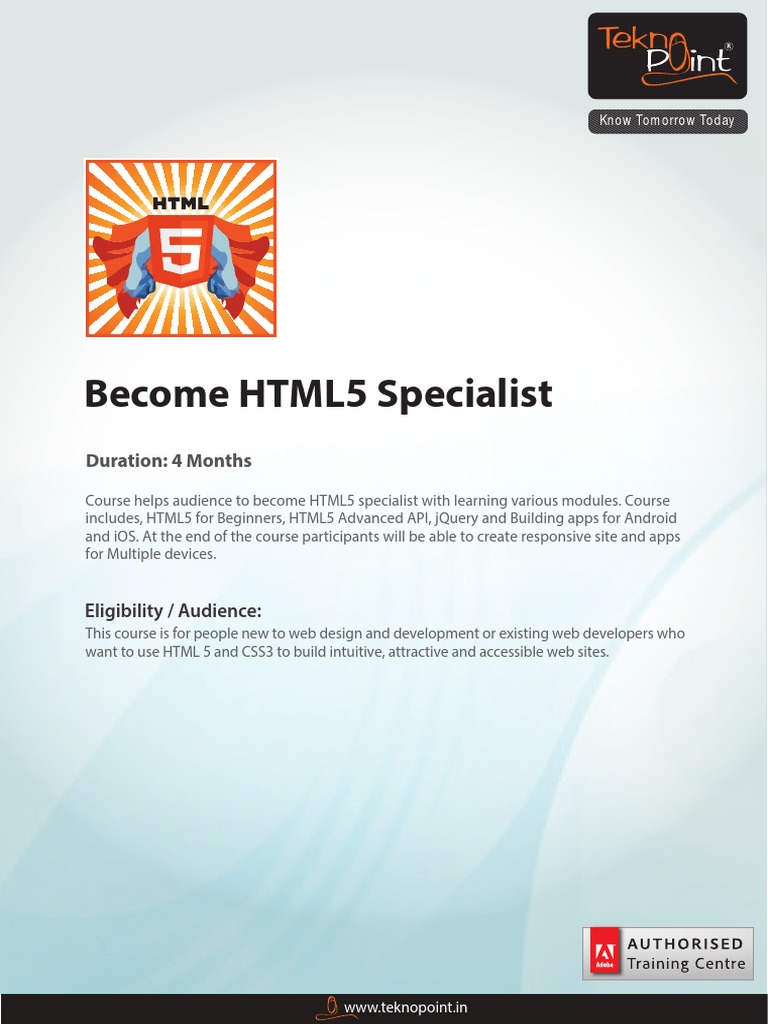 Become A HTML5 Specialist | PDF | J Query | Responsive Web Design