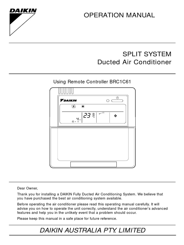 Daikin Ducted Opmanual | PDF | Air Conditioning | Hvac