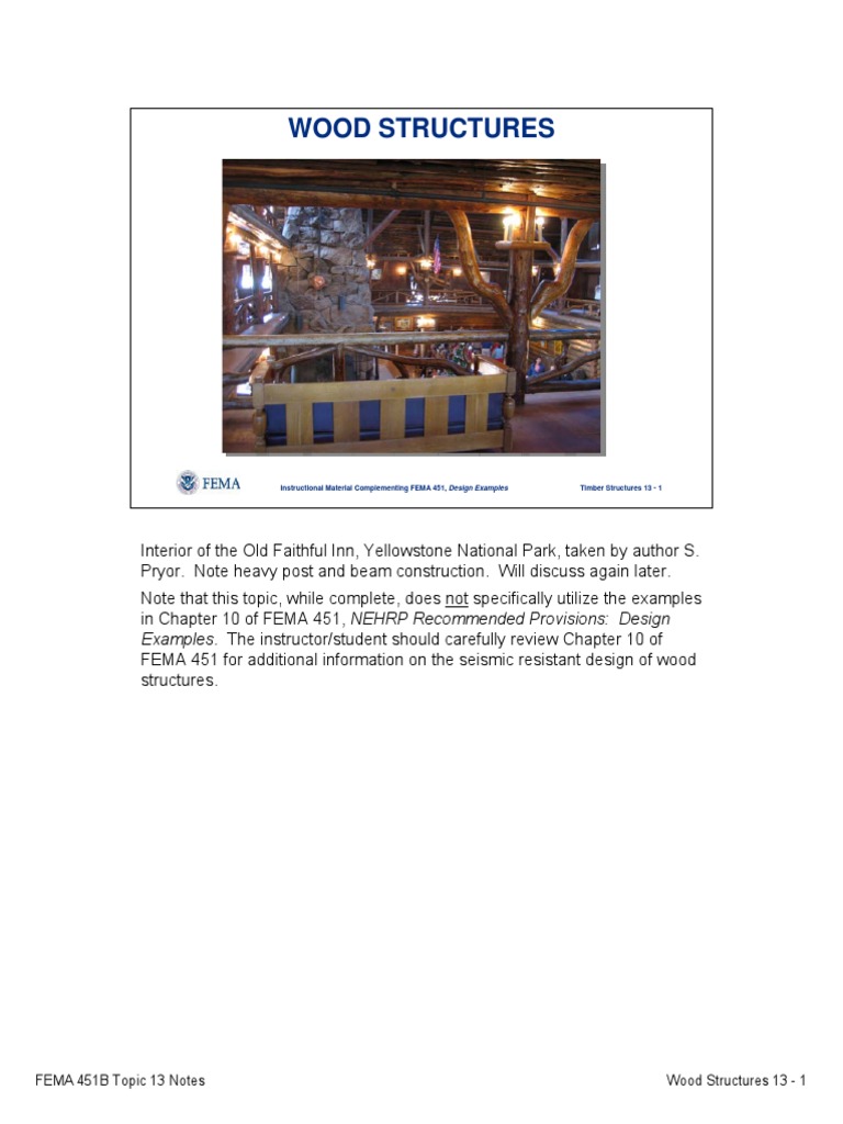 FEMA - Seismic Design of Wood Structures | PDF | Framing (Construction ...
