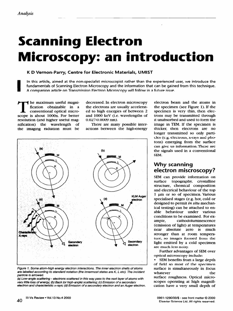 SEM Intro | PDF | Scanning Electron Microscope | Transmission Electron ...