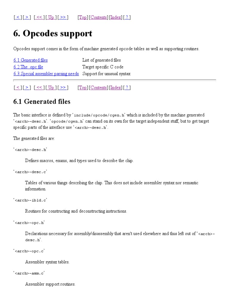 Opcodes Support: 6.1 Generated Files | PDF | Assembly Language ...