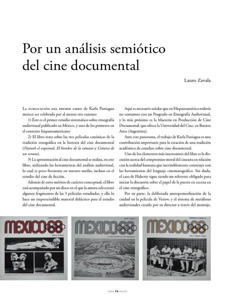Por Un Análisis Semiótico Del Cine Documental - Lauro Zavala | PDF | Documental | Etnografía