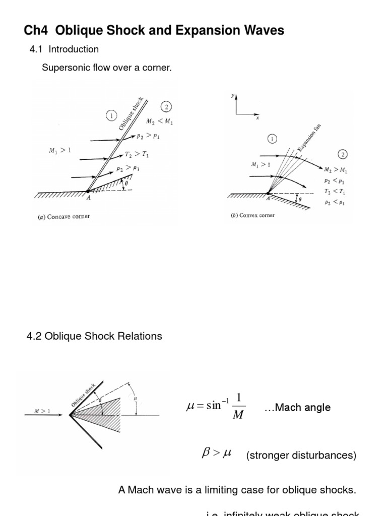 Ch4 Oblique Shock and Expansion Waves: Supersonic Flow Over A Corner ...