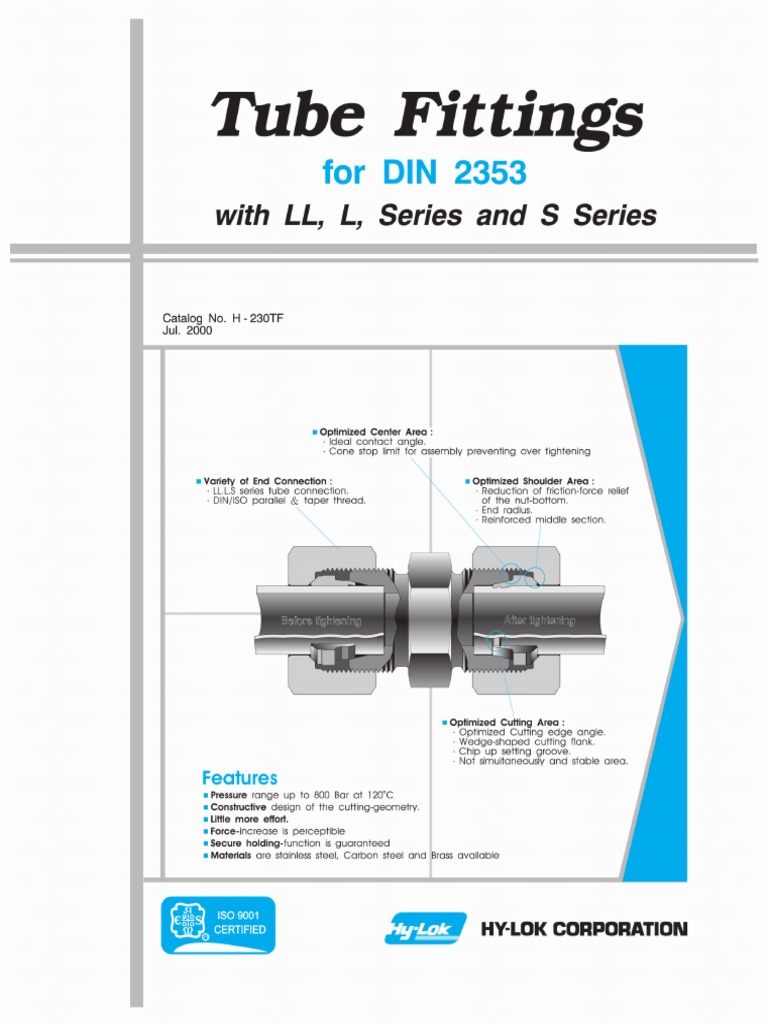 Raccords de tube DIN 2353 : dimensions | PDF