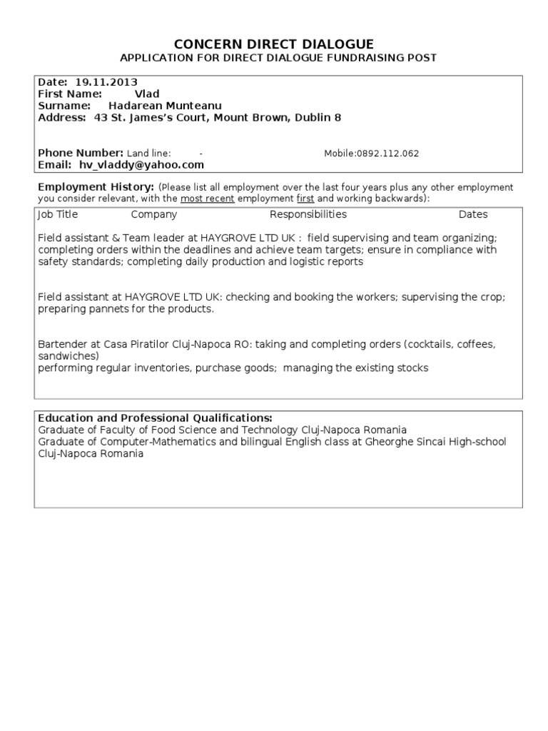 Interview Application Form | PDF