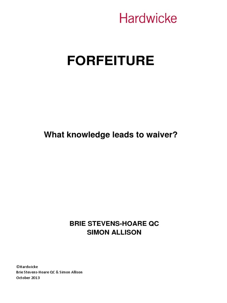 Right To Forfeit - Brie Stevens-Hoare QC | PDF | Lease | Leasehold Estate