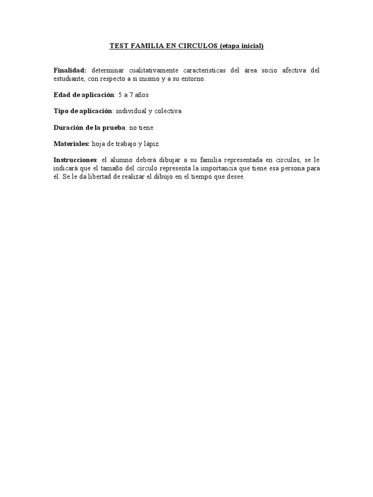 Test de La Familia en Circulos | PDF
